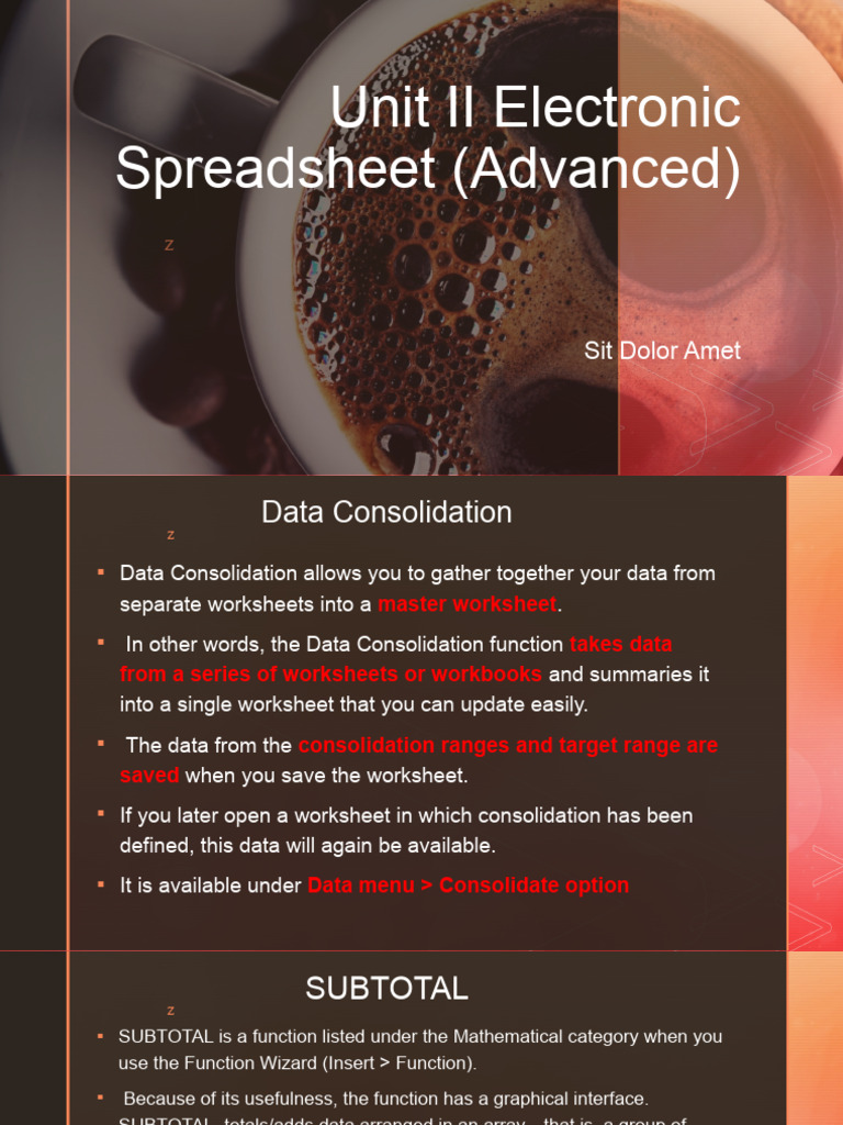 Presentation1-Excel Notes | PDF | Worksheet | Mathematics