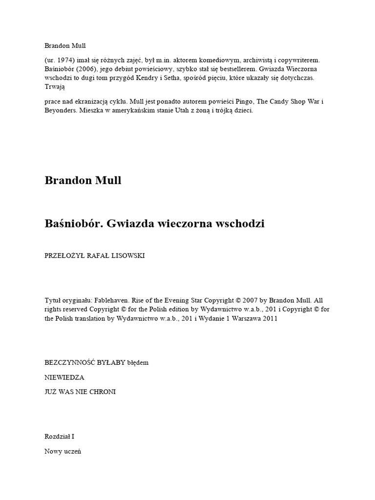 Baśniobór 02 - Gwiazda Wieczorna Wschodzi - Mull Brandon | PDF