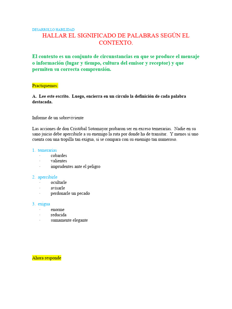 Contexto: Significado de Palabras | PDF