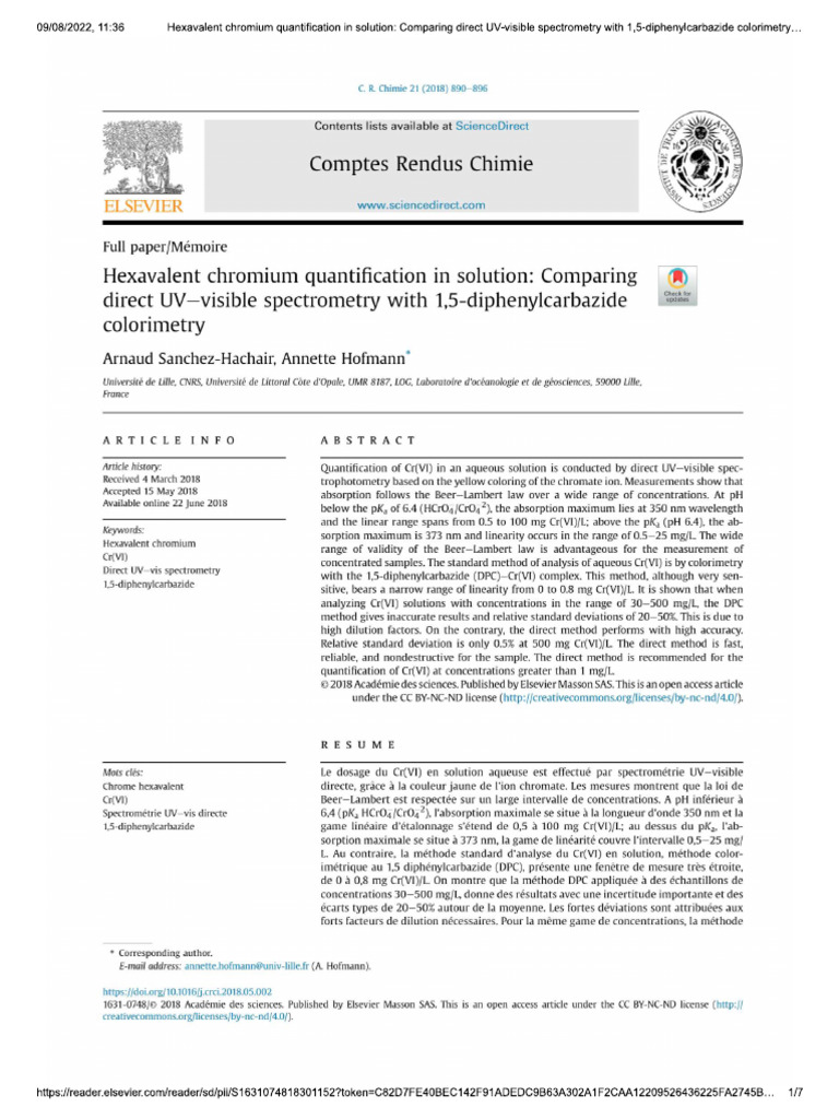 DPC Colorimetric Method For Cr6+ | PDF