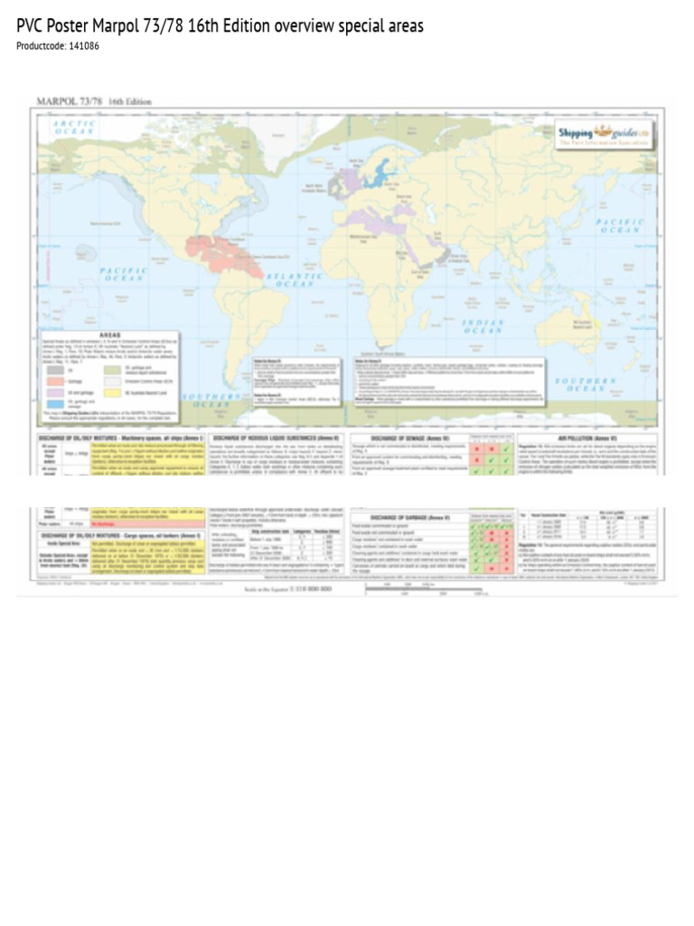 Traconed 141086 PVC Poster Marpol 73-78-16th Edition Overview Special Areas 2 | PDF