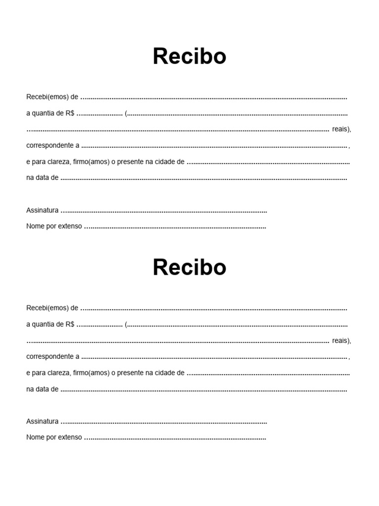Modelo Recibo Simples para Impressao | PDF