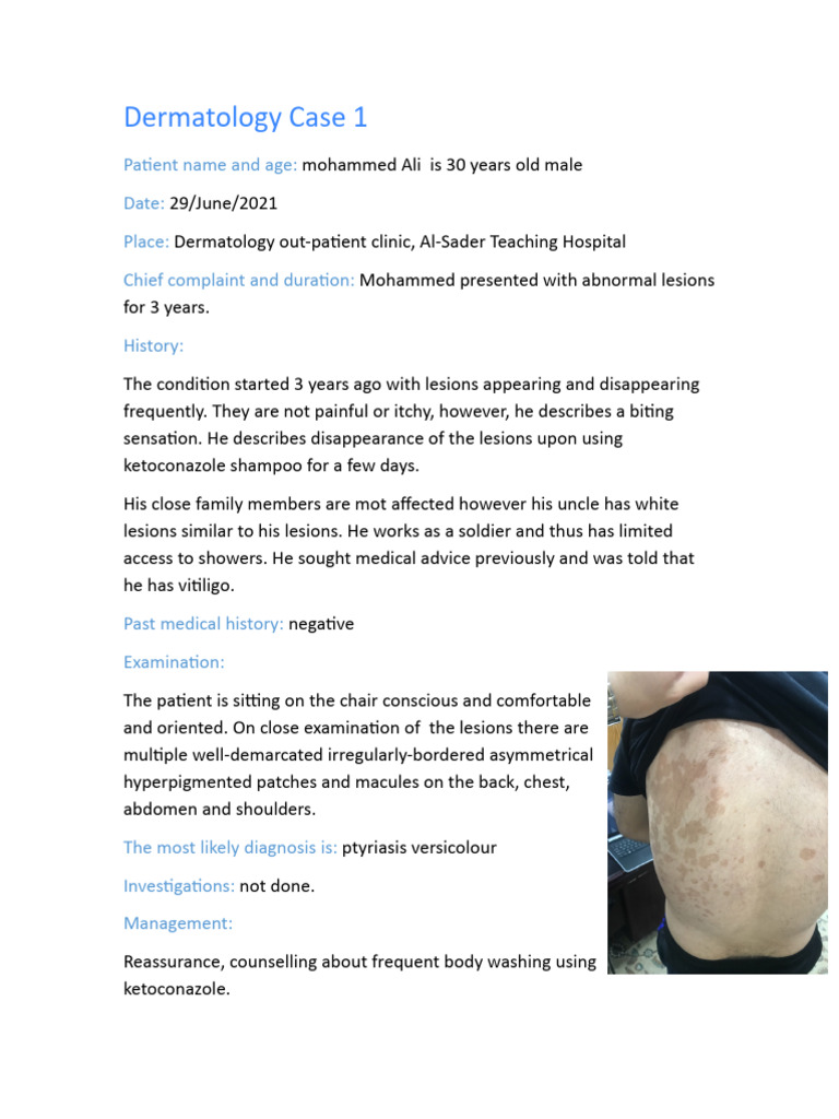Dermatology Case 1 (Merged) (Merged) | PDF | Ear | Patient