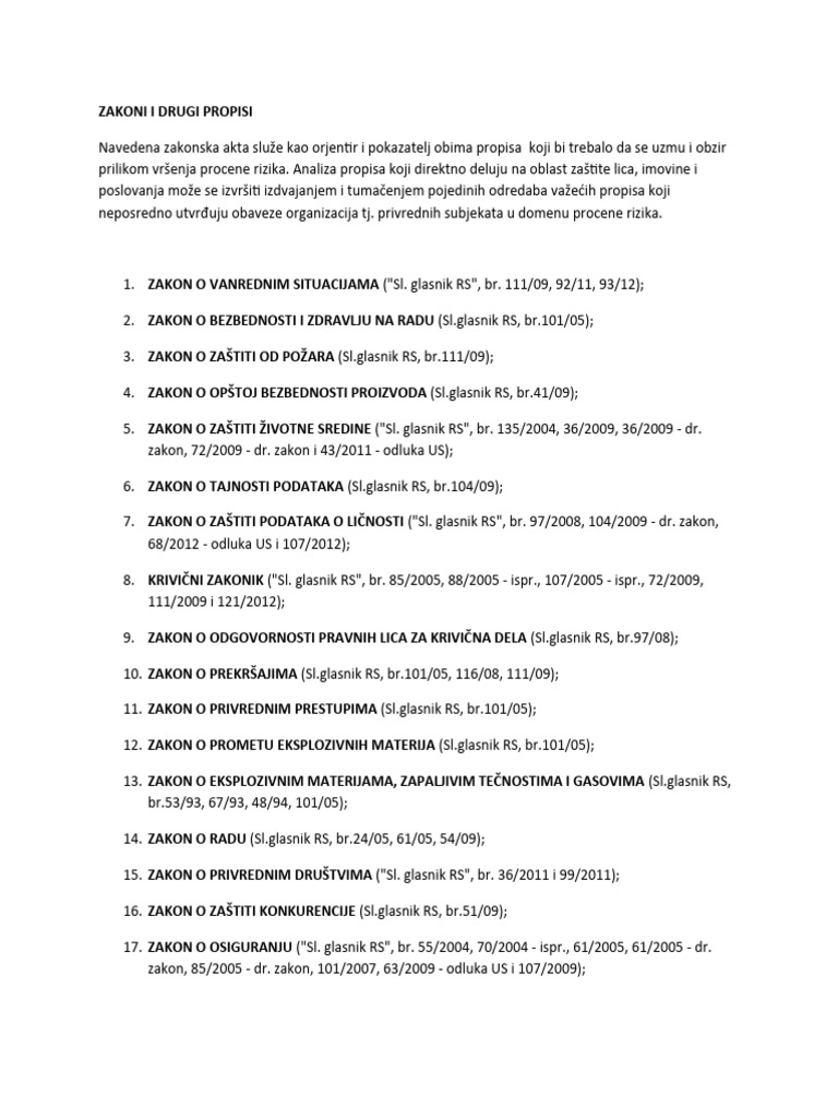 Zakoni I Drugi Propisi | PDF