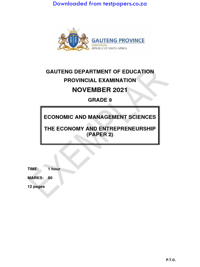 Gr9 EMS P2 (English) November 2021 Question Paper | PDF | Supply And ...