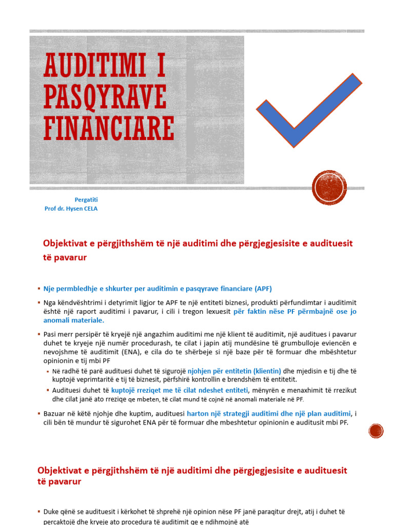 KkkPresentation Nr.2 - Objektivat e Pergjithshme Te Nje Auditimi Dhe ...