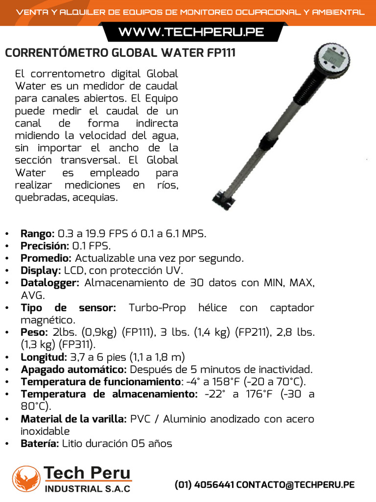 Datasheet Correntometro Global Water FP111 | PDF