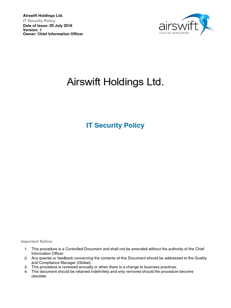 16 07 04 It Security Policy Version 1 Novo Pdf Computer Virus