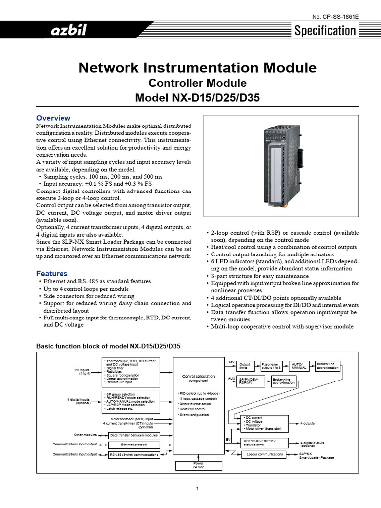Network Instrumentation Module: Controller Module Model NX-D15/D25/D35 | PDF | Thermocouple ...