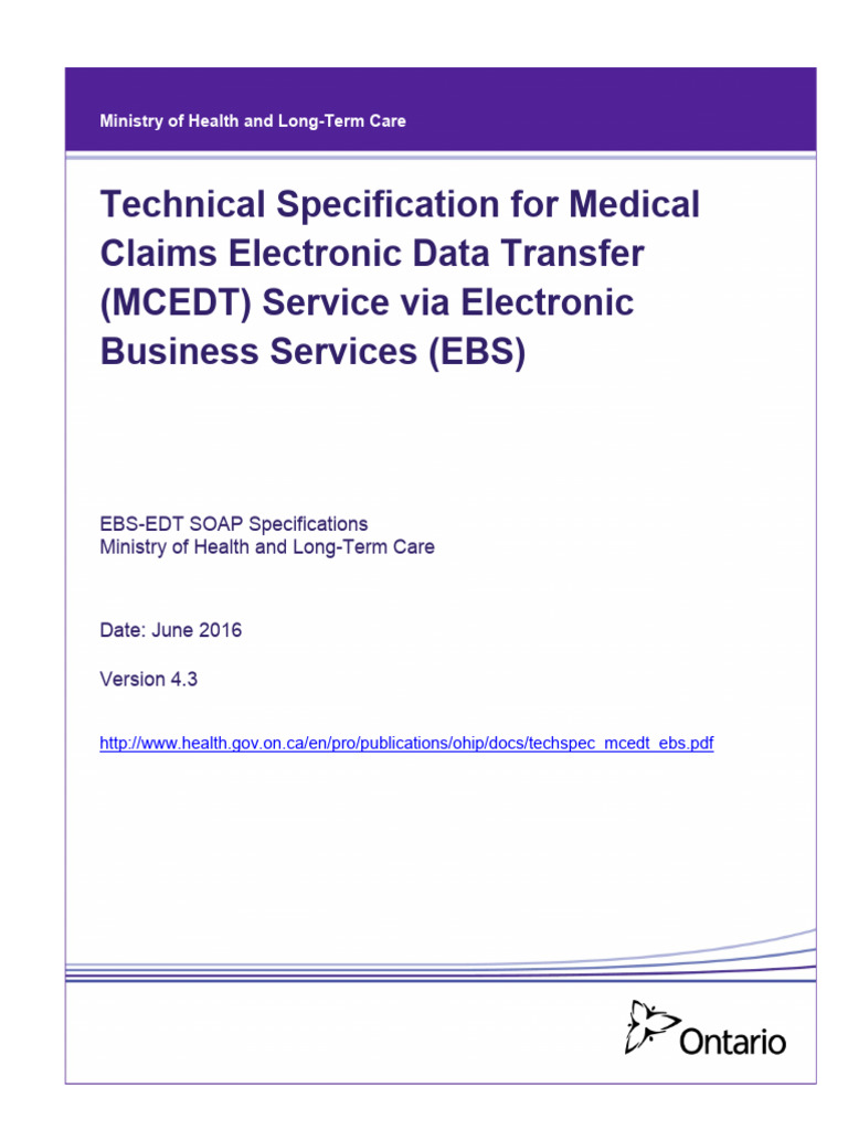 MCEDT Technical Specifications Guide | PDF | Web Service | Soap