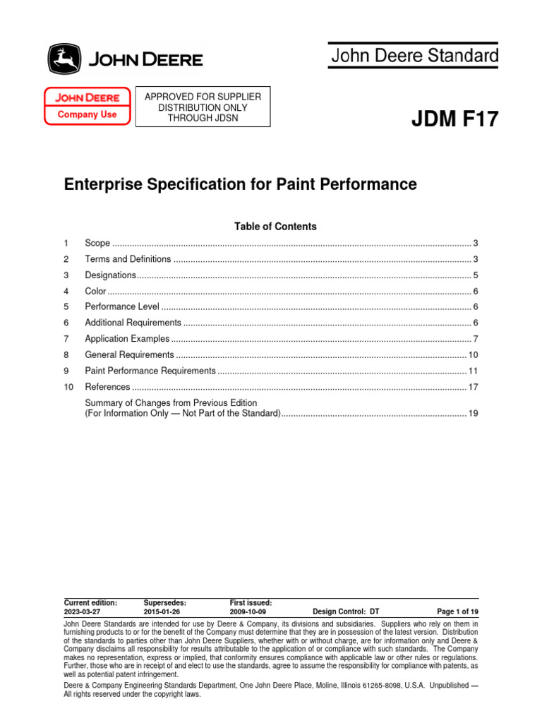 JDM F17: Enterprise Specification For Paint Performance | PDF | Paint | Materials Science