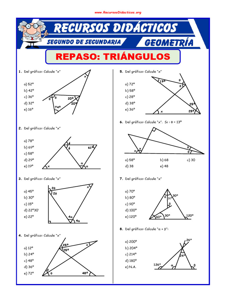 Ejercicios de Triangulos para Segundo de Secundaria | PDF