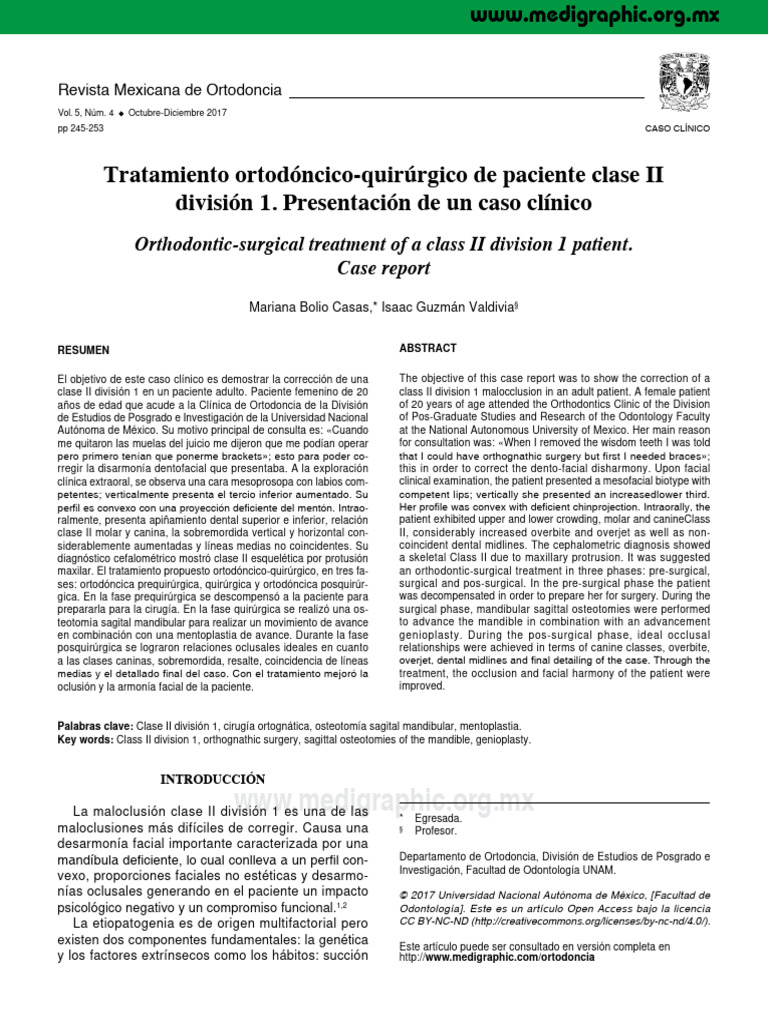 Tratamiento Ortodóncico-Quirúrgico de Paciente Clase II División 1 ...