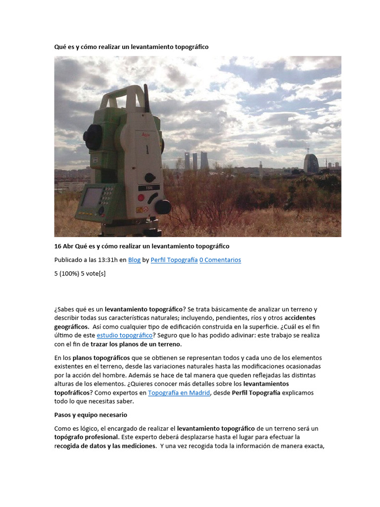 Levantamiento Topográfico: Guía Completa | PDF | Topografía