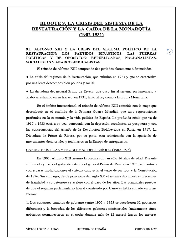 Bloque 9 Historia | PDF