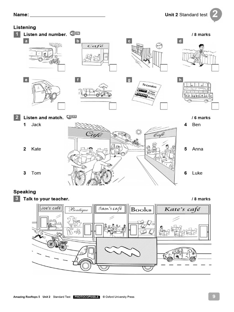 Unit 2 Standard Test for Listening & Reading | PDF