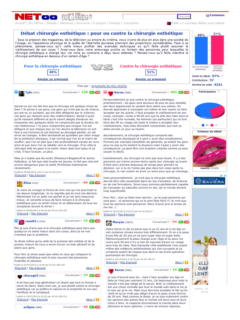 Débat Chirurgie Esthétique - Pour Ou Contre La Chirurgie Esthétique ...