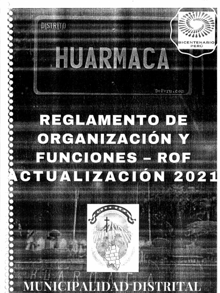 Rof Actualizacion 2021 - Municipalidad Distrital de Huarmaca | PDF
