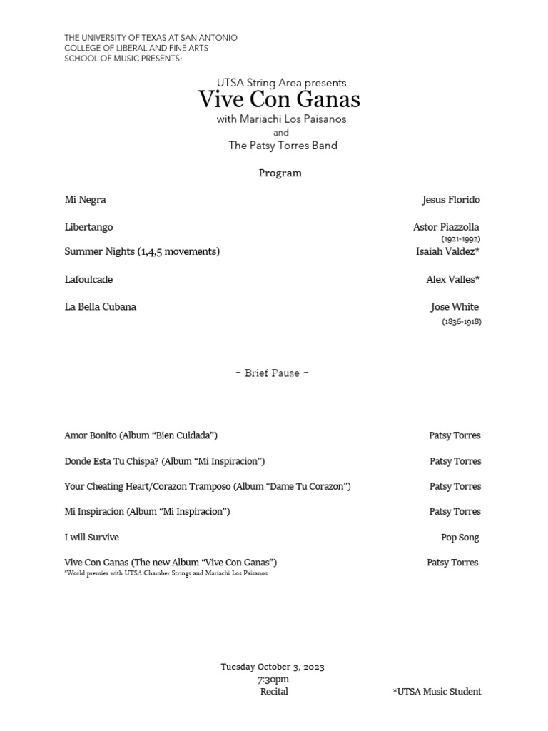 UTSA String Area Present Official | PDF | Music Production | Musical Instruments