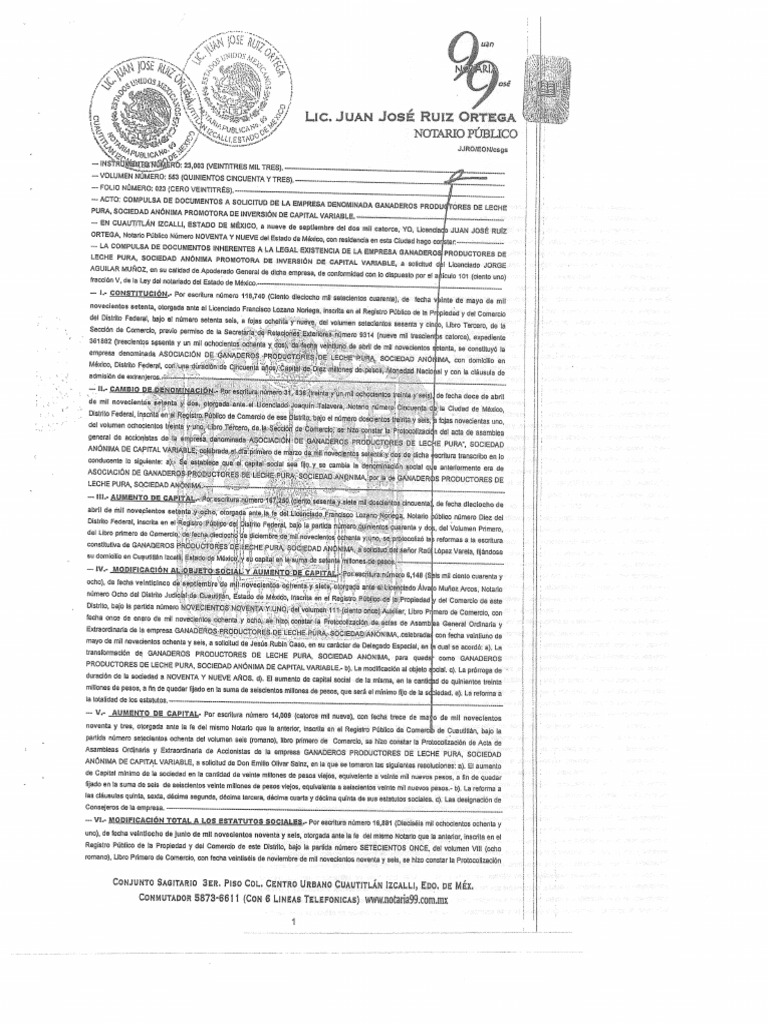 Acta Constitutiva GPLP SAPI | PDF