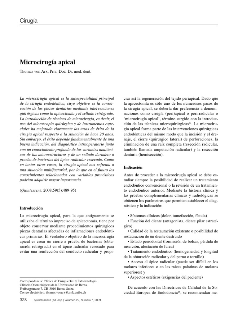 Microcirugía Apical en Endodoncia | PDF | Cirugía | Odontología
