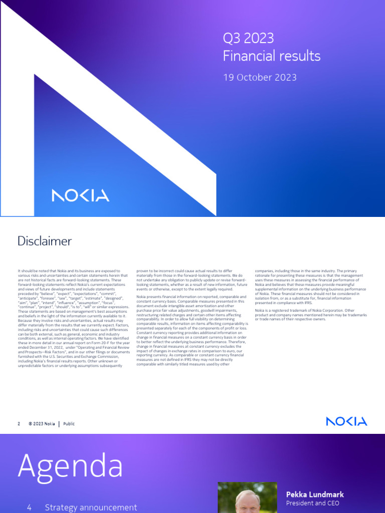 Nokia Financial Report 2023 Q3 | PDF | Share Repurchase | Risk