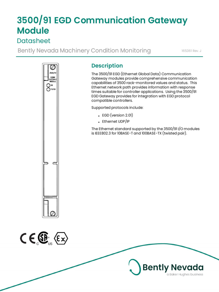 3500-91 EGD Communications Gateway Module Datasheet - 165361 | PDF | Trademark | Ethernet