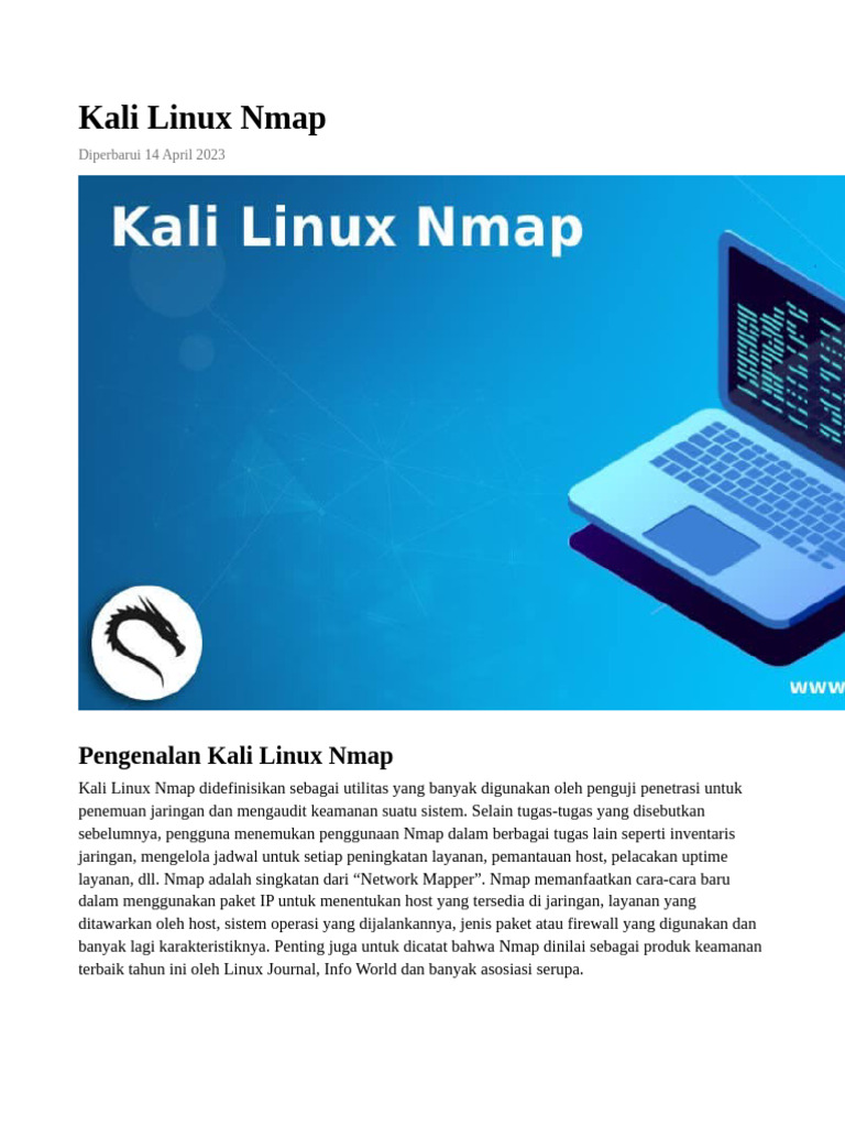 Penjelasan Nmap Dan Caranya | PDF
