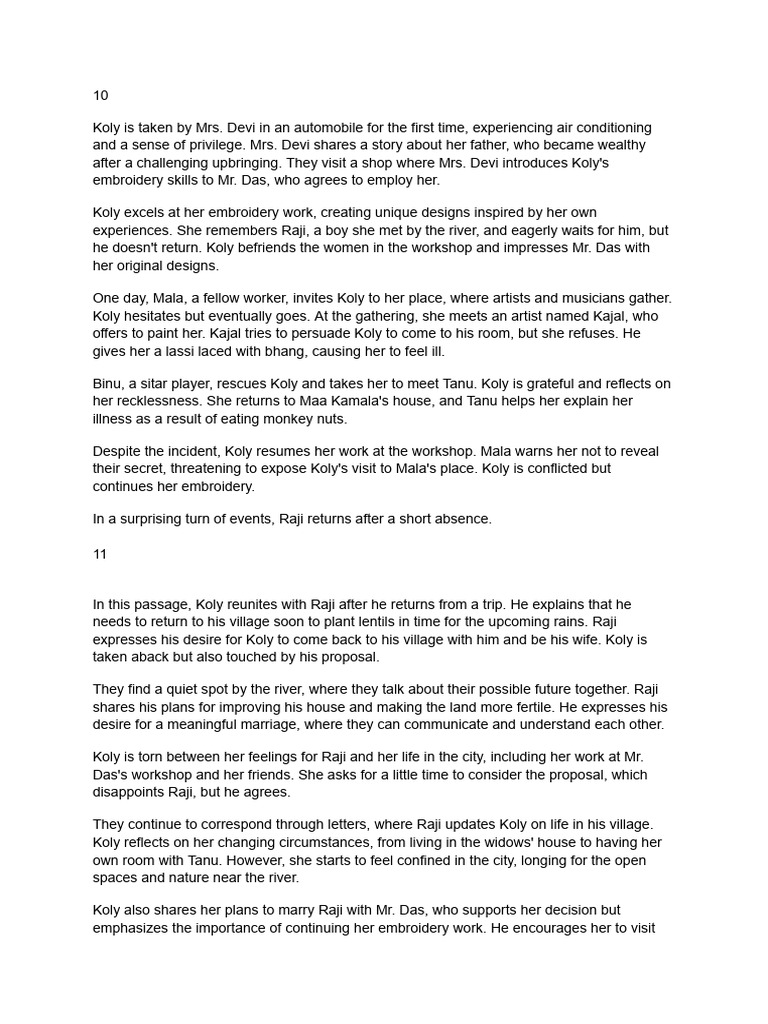 Summary On Chapter 10 & 11 From The Homeless Bird | PDF