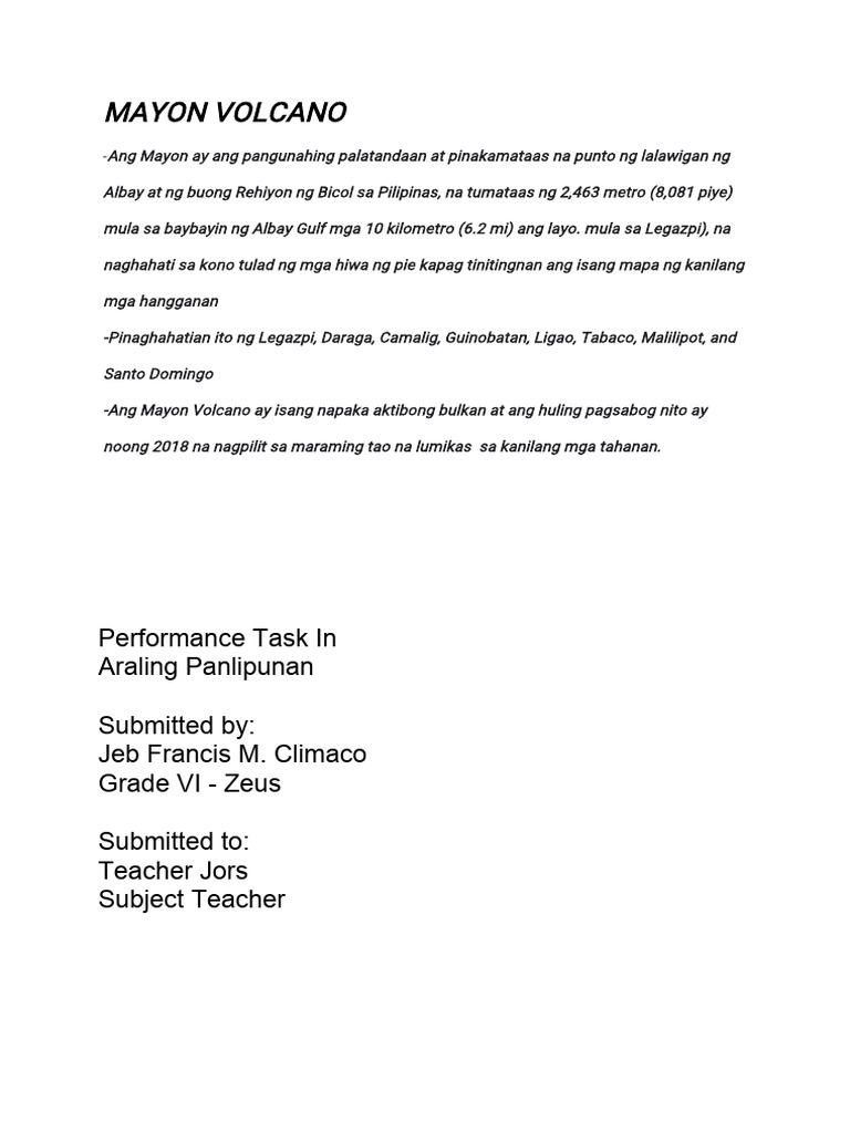 Mayon Volcano | PDF