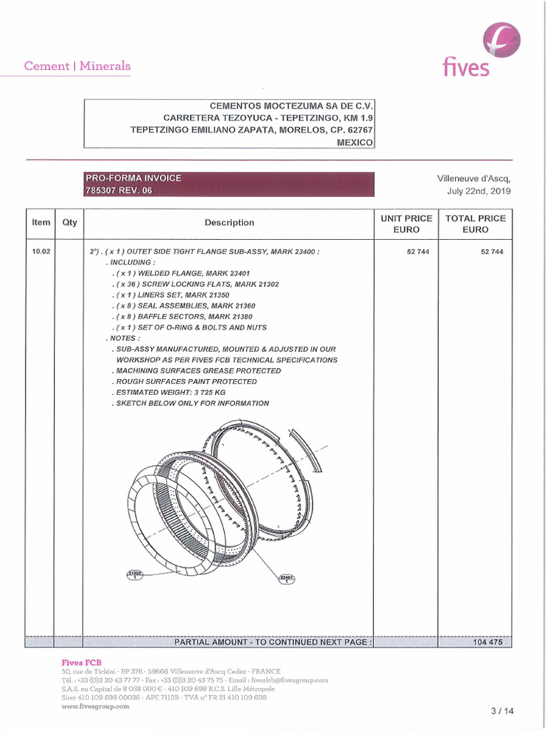 Partes Sello de Aire Procemec - Corregido | PDF