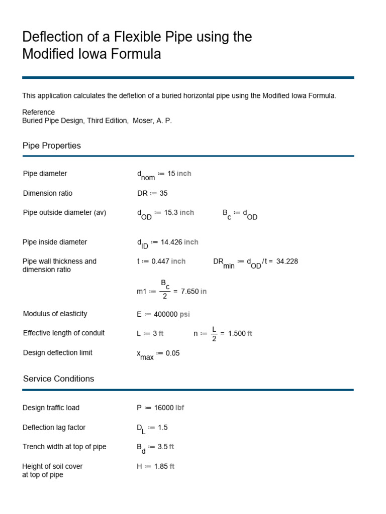 Flexible Pipe Deflection Calculation | PDF | Pipe (Fluid Conveyance ...
