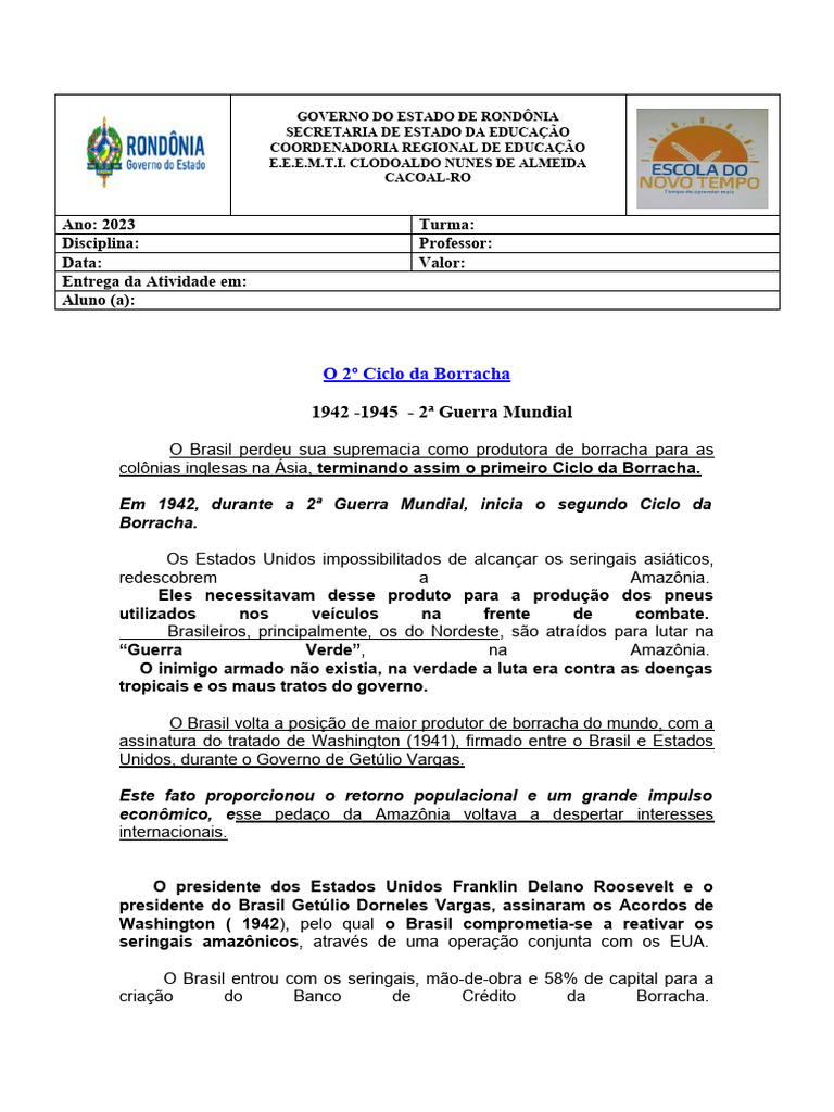 Segundo Ciclo Da Borracha. | PDF