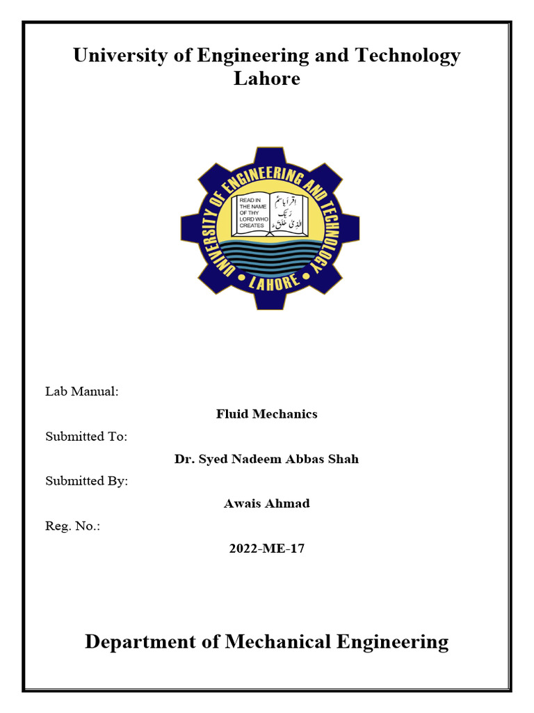 LAb Manual | PDF | Fluid Dynamics | Reynolds Number