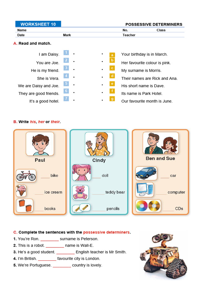 Worksheet 10 Poss Det | PDF