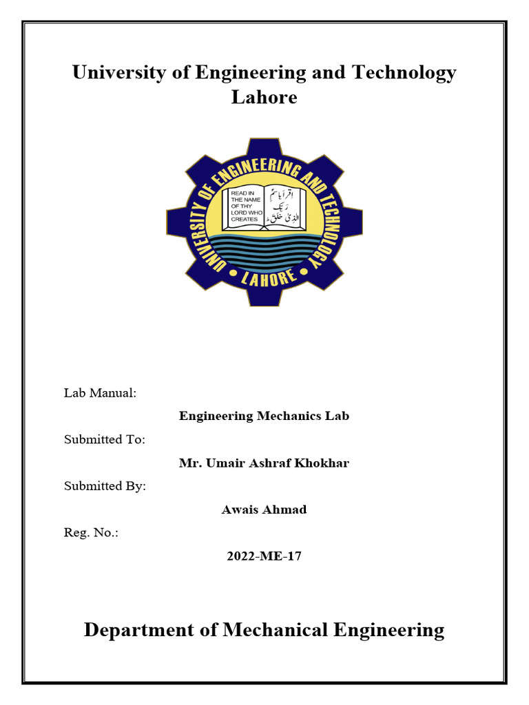Engneering Mechanics Lab Manual Pdf Belt Mechanical Beam