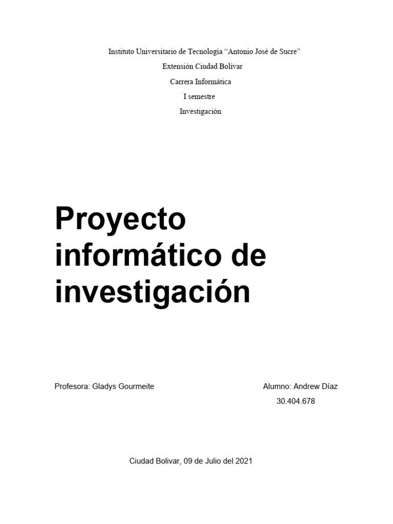 Proyecto de Formulacion Informatica | PDF | Hardware de la computadora ...
