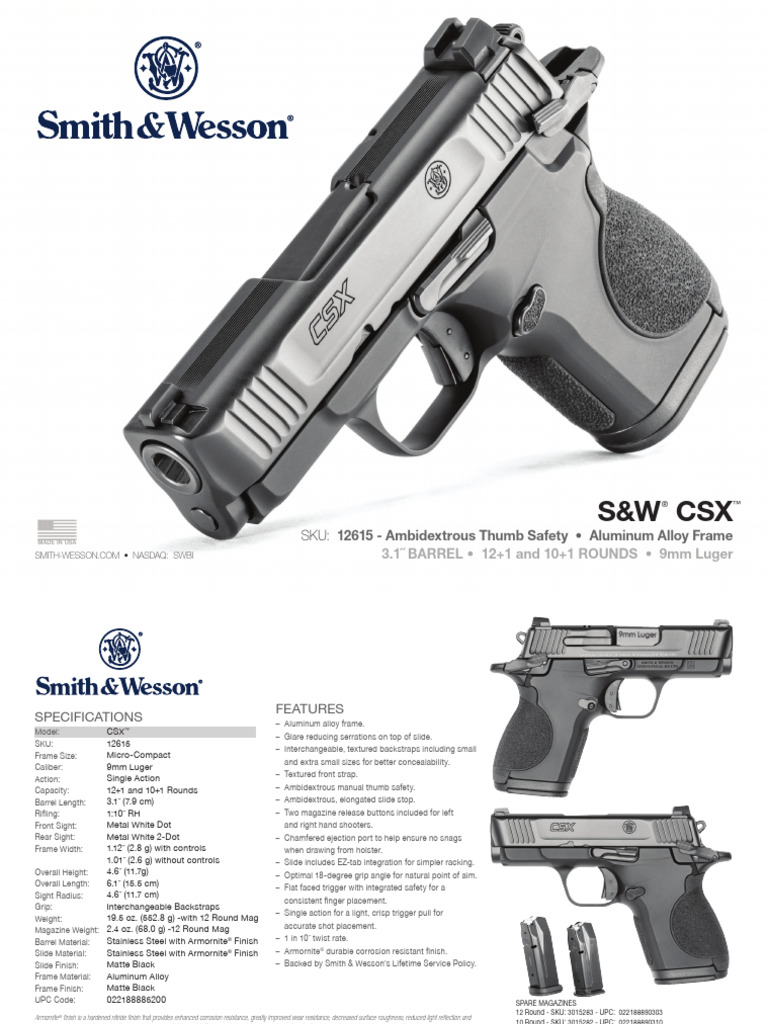 SW CSX Specsheet | Download Free PDF | Projectiles | Tools