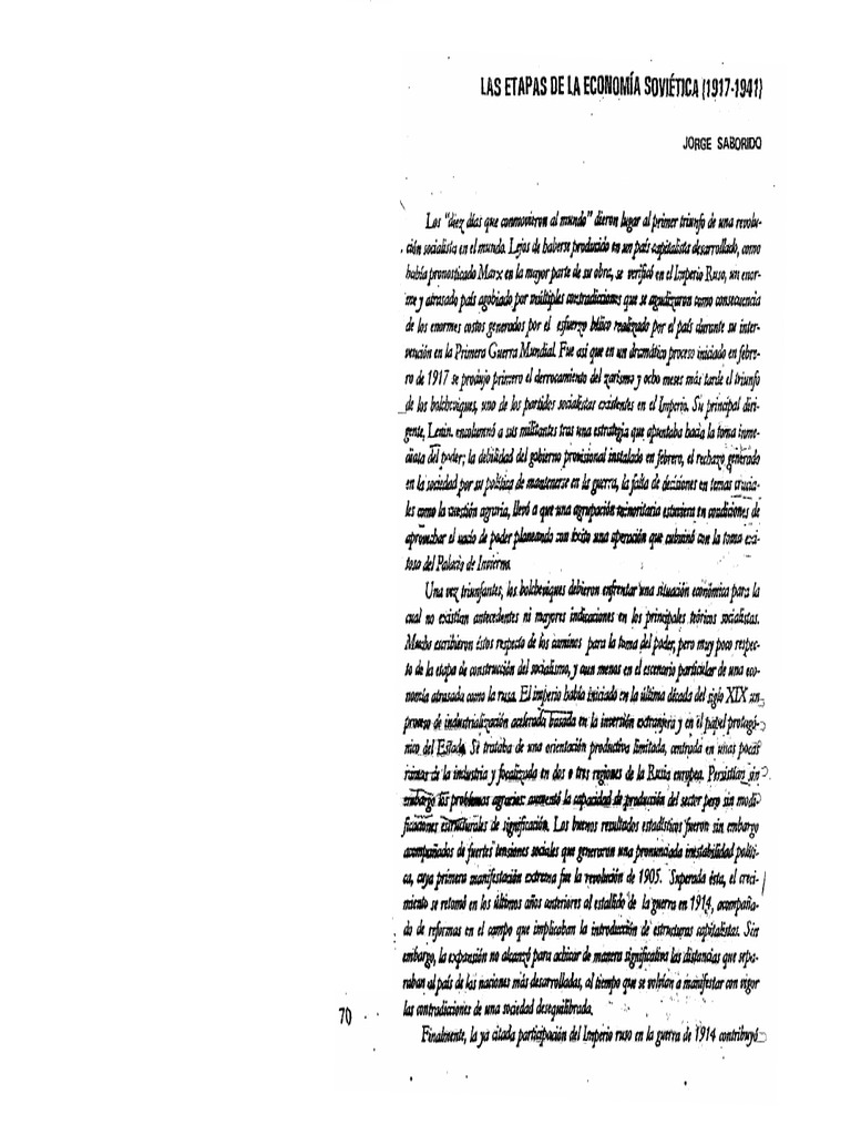 Jorge Saborido - Las Etapas de La Economia Sovietica 1917-1941 | PDF
