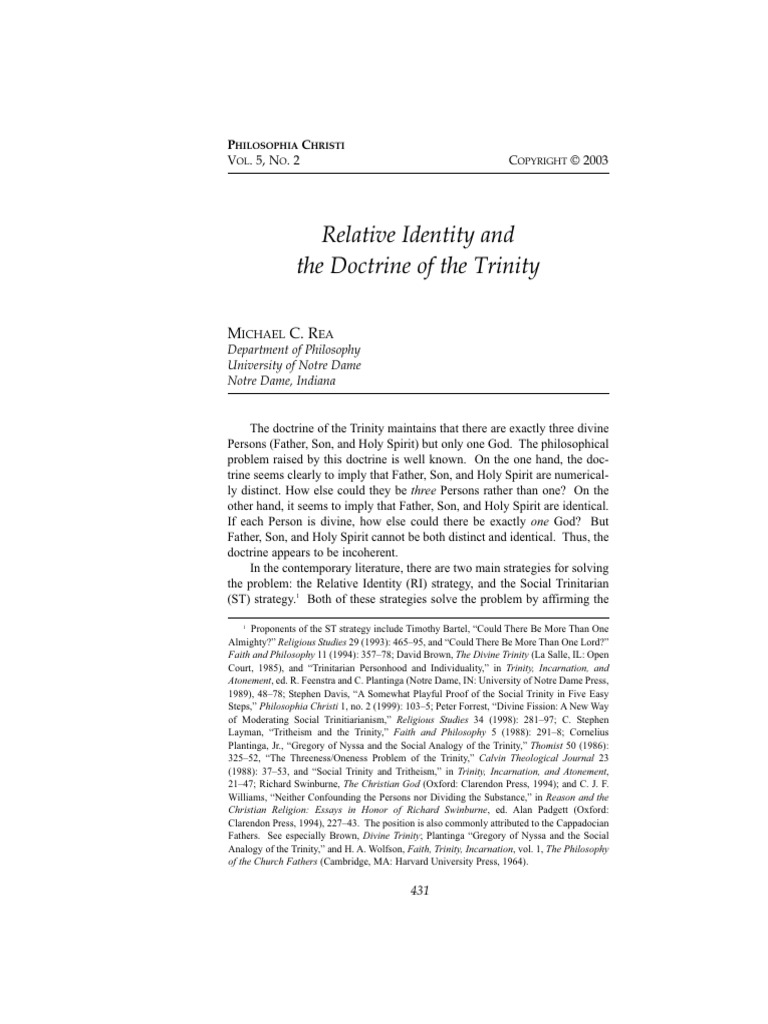 Relative Identity and The Doctrine of The Trinity | PDF | Trinity ...