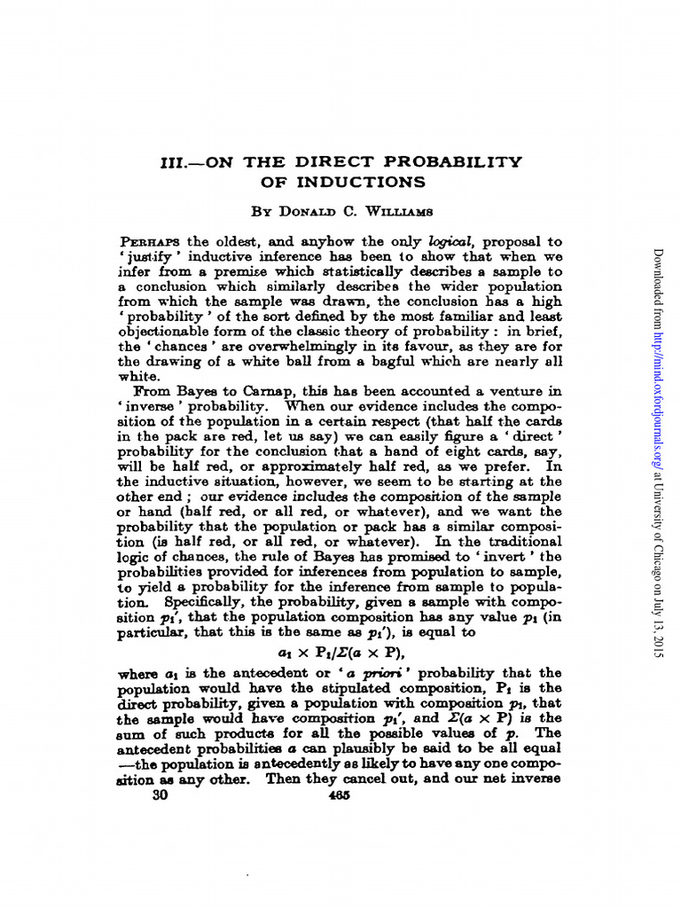 Williams 1953 | PDF | Inductive Reasoning | Probability