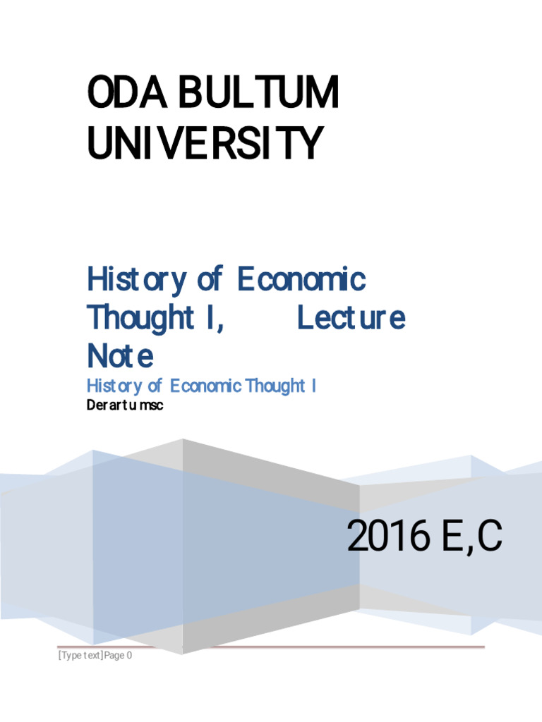History of Economic Thought Derartu pdf-1 | PDF