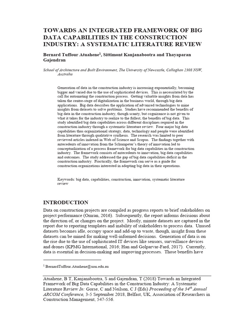 Big Data Capabilities in Construction | PDF | Innovation | Big Data