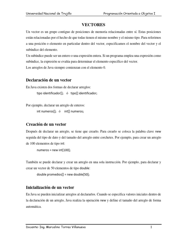Poo Sesion Ii Vectores Pdf Java Lenguaje De Programación 