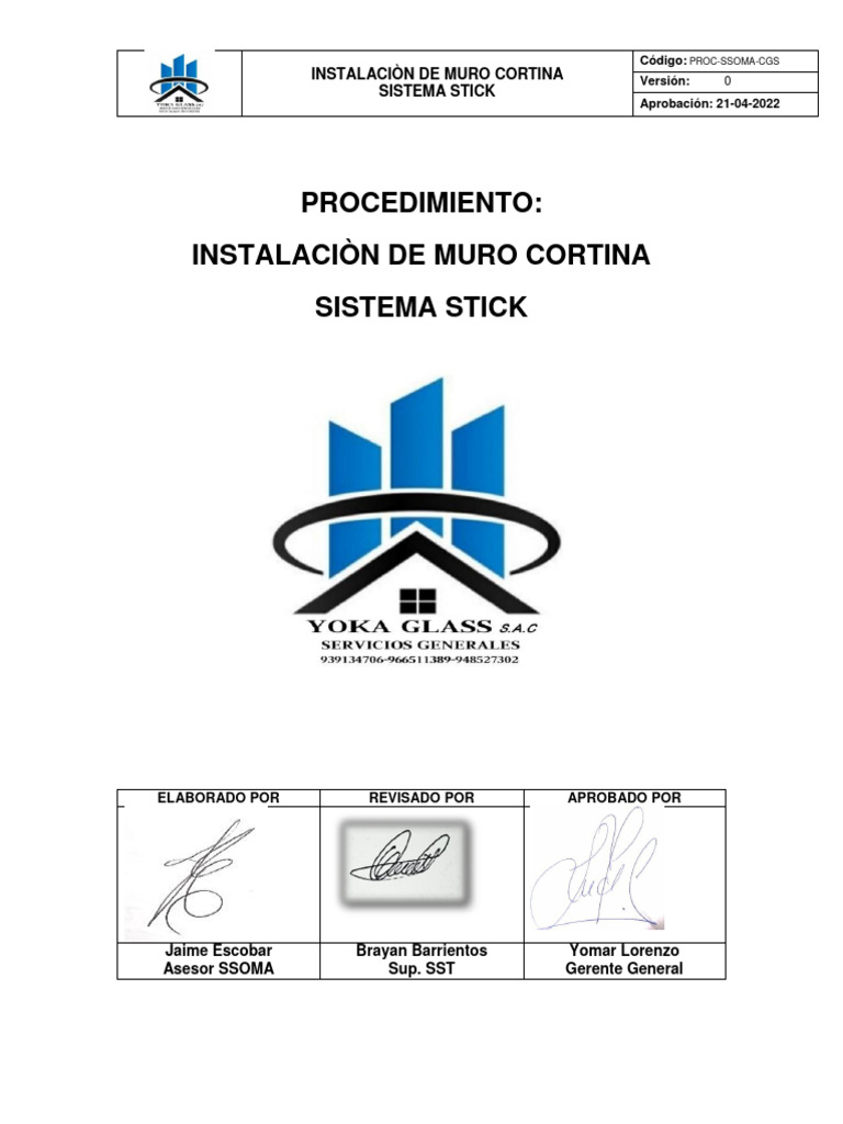Procd. Muro Cortina Sistema Stick 12 - 08 - 22 | PDF | Contaminación ...