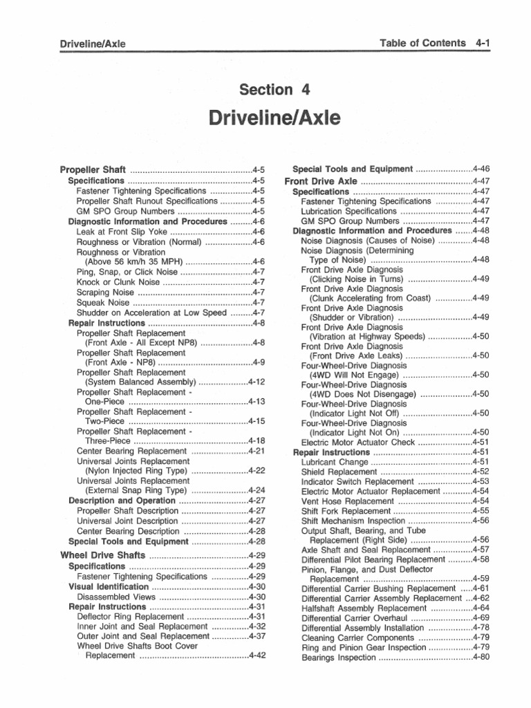 1998 Sec 4-Driveline & Axle | PDF | Axle | Four Wheel Drive