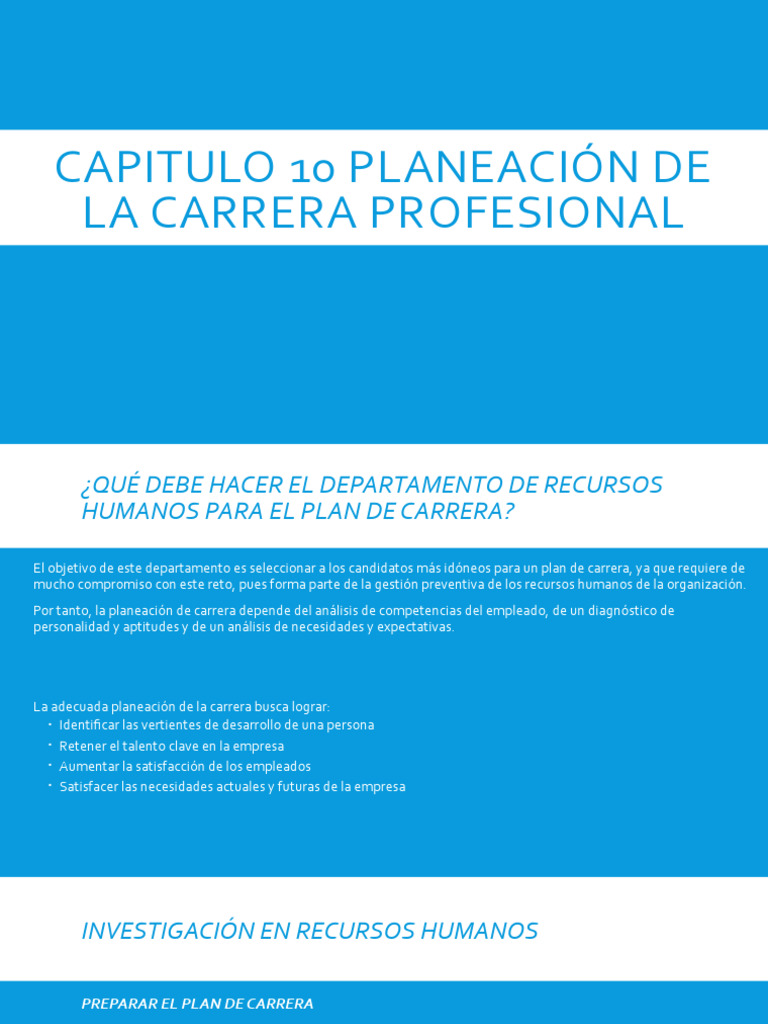 Capitulo 10 Planeación de La Carrera Profesional | PDF | Gestión de recursos humanos | Planificación