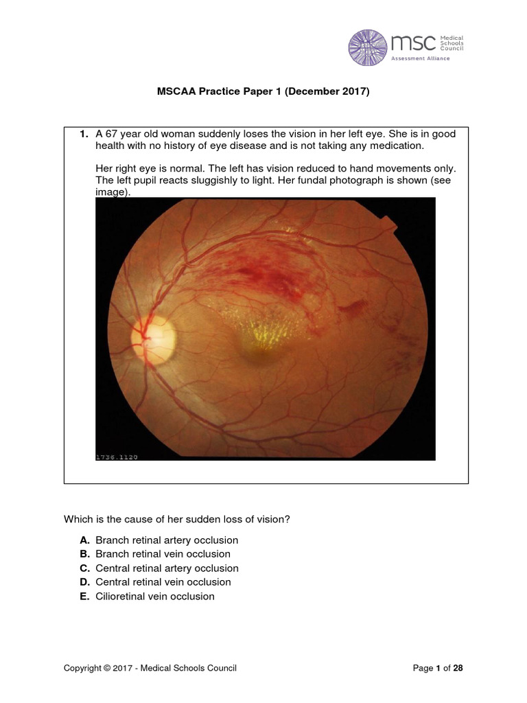MSCAA Practice Paper 1 Dec2017 1 | PDF | Heart Rate | Stroke