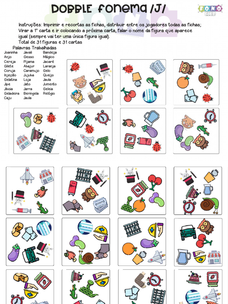 Dobble Atualizado Fonema J Compressed | PDF
