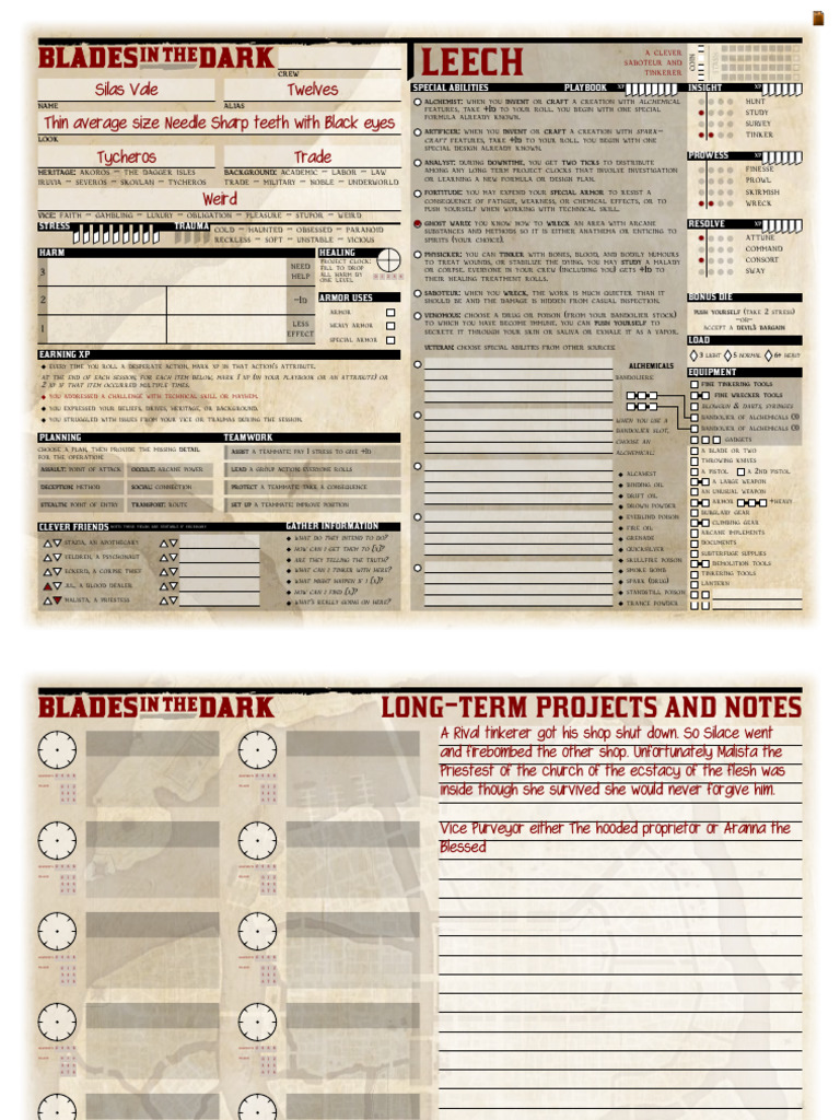 RPG Character Sheet: Silas Vale | PDF